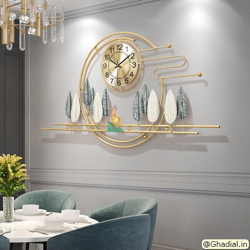 Traditional Chinese Leaf Jungle with Deer wall clocks – Ghadial Your Good Time Starts Here