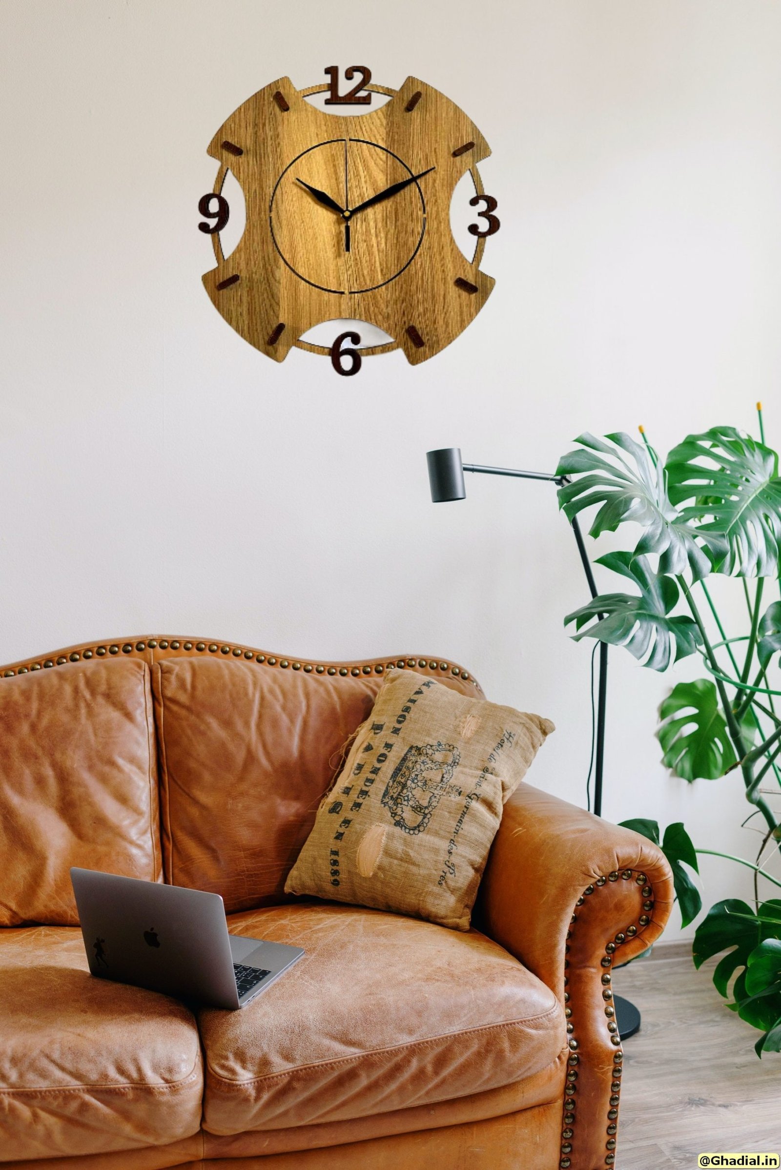 Wooden Decorative Wall clock Natural Color-Round cut 36912-Light ...